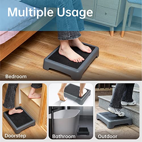 StrongTek One Step Stool for Adults and Elderly, Plastic Stair Riser with Non-Slip Surface and Feet, Portable for Shower, Bathtub, Car, Outdoor, Mobility Step Platform 350 lbs Capacity