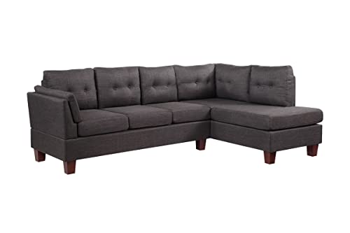 Lilola Home Dalia Linen Modern Sectional Sofa with Right Facing Chaise