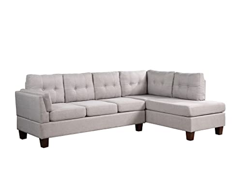 Lilola Home Dalia Linen Modern Sectional Sofa with Right Facing Chaise