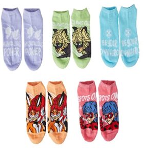 miraculous tales of ladybug & cat noir girls 5 pack no show socks