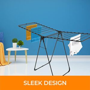 happhom Clothes Drying Rack, Height Adjustable Gullwing for Clothes and Dress, Space Saver Laundry Drying Rack with Smart Lock System, Easy Folding and Hanging for Storage, Sturdy Stainless Steel