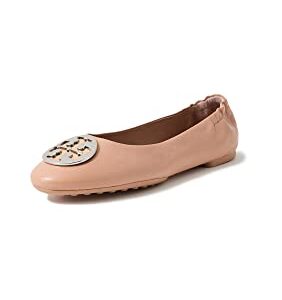 Tory Burch Women's Claire Ballet Flats, Light Sand/Gold/Silver, 10 Medium US