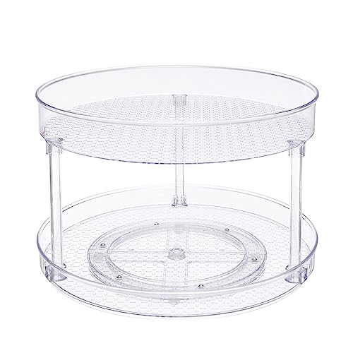 Amazon Basics 2 Tier Clear Lazy Susan Turntable Organizer, 12-Inch