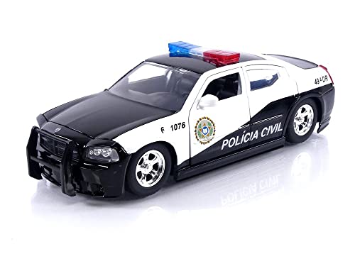 Fast & Furious 1:24 2006 Dodge Charger Police Car Die-Cast Car, Toys for Kids and Adults