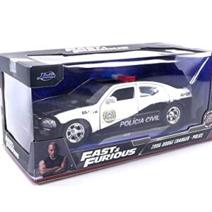 Fast & Furious 1:24 2006 Dodge Charger Police Car Die-Cast Car, Toys for Kids and Adults