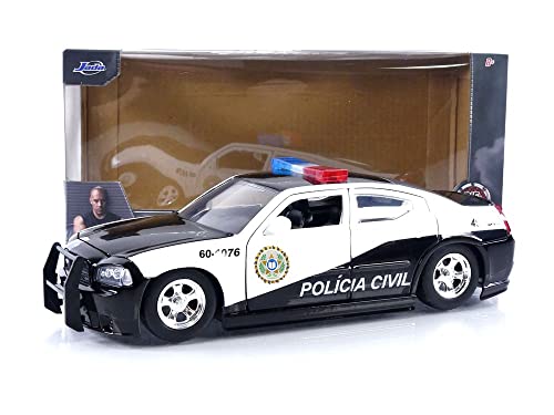 Fast & Furious 1:24 2006 Dodge Charger Police Car Die-Cast Car, Toys for Kids and Adults