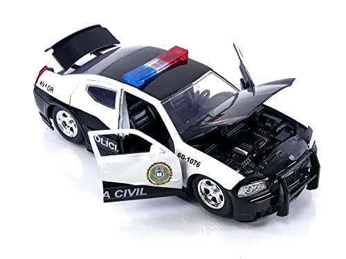 Fast & Furious 1:24 2006 Dodge Charger Police Car Die-Cast Car, Toys for Kids and Adults