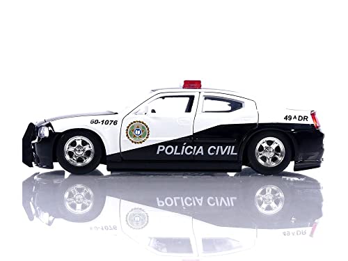 Fast & Furious 1:24 2006 Dodge Charger Police Car Die-Cast Car, Toys for Kids and Adults