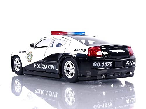 Fast & Furious 1:24 2006 Dodge Charger Police Car Die-Cast Car, Toys for Kids and Adults