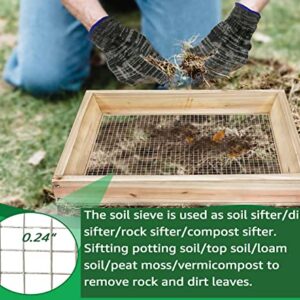 Soil Sifter, Dirt Sifter for Gardening, Compost Sifter, Garden Sieve, Light Wood Sifter for Rocks, Screen Sifter Top Soil/Peat Moss/Worm/Leaves/Loam Soil/Sand,Great Garden Tool for Plants & Vegetables