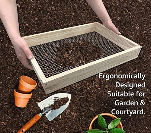 Soil Sifter, Dirt Sifter for Gardening, Compost Sifter, Garden Sieve, Light Wood Sifter for Rocks, Screen Sifter Top Soil/Peat Moss/Worm/Leaves/Loam Soil/Sand,Great Garden Tool for Plants & Vegetables