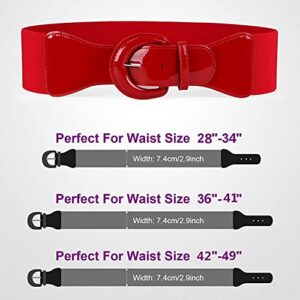 JASGOOD Women Wide Stretchy Belt,Vintage Chunky Buckle Elastic Waist Belts for Women Dress