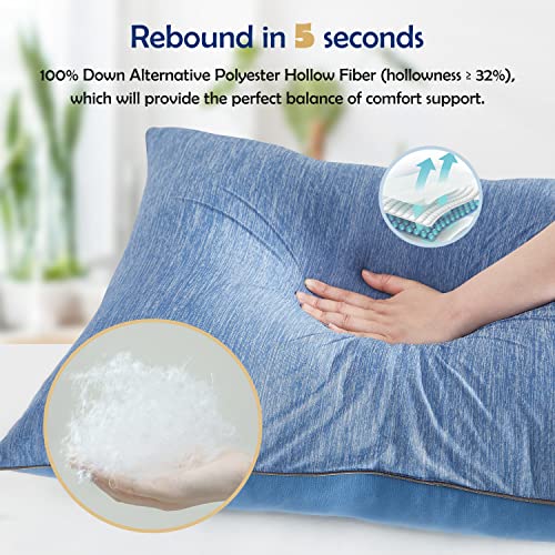 Topcee Bed Pillows for Sleeping 2 Pack, Standard Size Colling Pillow Set of 2 for Back, Stomach or Side Sleepers, Hotel Quality Firm Pillow, Bionic Down Filling Luxury Soft Supportive Pillows(20"*26")