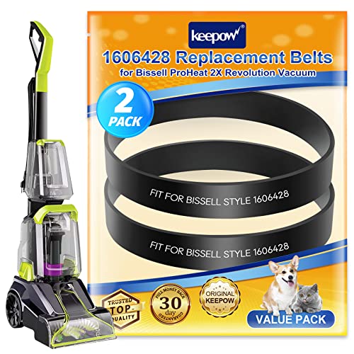 KEEPOW Replacement Belts Compatible with Bissell TurboClean/PowerForce PowerBrush Pet Carpet Cleaner 2987, 1986, 2910, 2190W, 2806, 28062, 28068, 29878, 29879, 2 Pack, Parts# 1606428