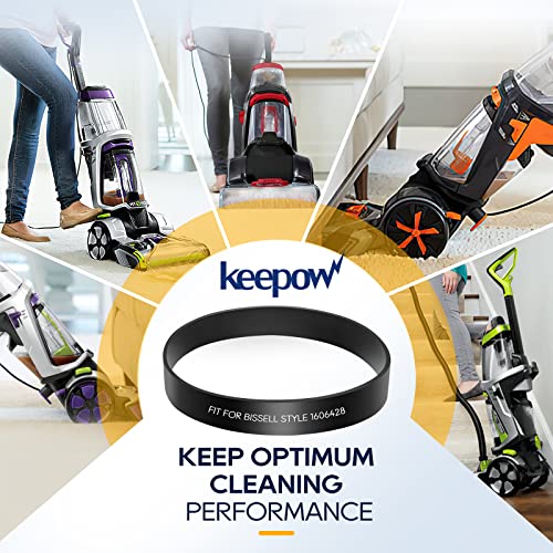 KEEPOW Replacement Belts Compatible with Bissell TurboClean/PowerForce PowerBrush Pet Carpet Cleaner 2987, 1986, 2910, 2190W, 2806, 28062, 28068, 29878, 29879, 2 Pack, Parts# 1606428