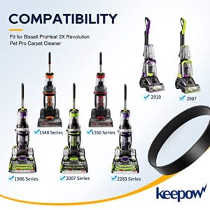 KEEPOW Replacement Belts Compatible with Bissell TurboClean/PowerForce PowerBrush Pet Carpet Cleaner 2987, 1986, 2910, 2190W, 2806, 28062, 28068, 29878, 29879, 2 Pack, Parts# 1606428