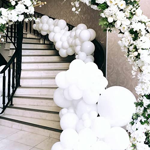 Bonropin White Balloons 130pcs White Balloon Garland Arch Kit 5/10/12/18 Inch Different Sizes White Matte Latex Balloons for Wedding Graduation Birthday Party Baby Shower Anniversary Decorations