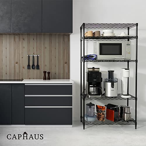 CAPHAUS NSF Adjustable Height Wire Shelving Unit w/Liner, Basement Storage Shelving, Metal Steel Storage Shelves, Garage Shelving Storage Organizer, Utility Shelf, 3-Tier No Wheels W/Liners, Black