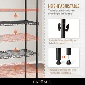 CAPHAUS NSF Adjustable Height Wire Shelving Unit w/Liner, Basement Storage Shelving, Metal Steel Storage Shelves, Garage Shelving Storage Organizer, Utility Shelf, 3-Tier No Wheels W/Liners, Black