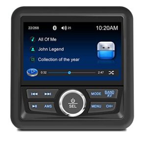 audio systems marine gauge receiver - weatherproof, 4-inch display screen, built-in amplifier, bluetooth, digital media mp3 player, no cd player, usb port, am/fm radio