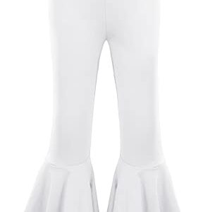 Happy Cherry Baby Girls Bell Bottom Trousers Cute Flare Stretch Long Pants Soft Knit Ruffle Leggings Casual Comfortable High Waist Pants White 6-12 Months