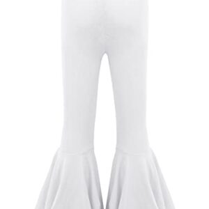 Happy Cherry Baby Girls Bell Bottom Trousers Cute Flare Stretch Long Pants Soft Knit Ruffle Leggings Casual Comfortable High Waist Pants White 6-12 Months