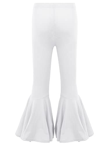 Happy Cherry Baby Girls Bell Bottom Trousers Cute Flare Stretch Long Pants Soft Knit Ruffle Leggings Casual Comfortable High Waist Pants White 6-12 Months