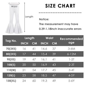 Happy Cherry Baby Girls Bell Bottom Trousers Cute Flare Stretch Long Pants Soft Knit Ruffle Leggings Casual Comfortable High Waist Pants White 6-12 Months