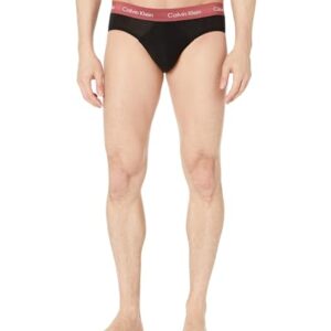 Calvin Klein Men's Cotton Stretch 3-Pack Hip Brief, Black Bodies W/Grey Heather, Silver Birch, Raspberry Blush, Small