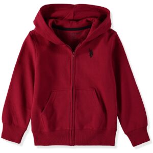 U.S. Polo Assn. Boys' Hooded Zip Fleece Jacket, New Red, 14/16