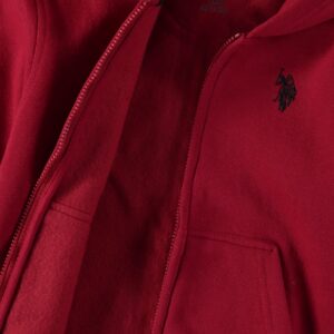 U.S. Polo Assn. Boys' Hooded Zip Fleece Jacket, New Red, 14/16