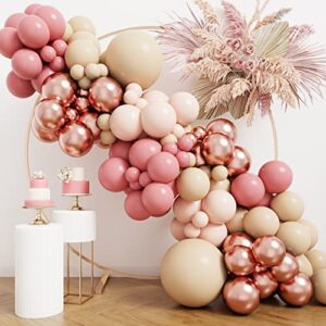 rubfac 162pcs boho balloon garland arch kit blush balloons double stuffed dusty pink cream peach chrome rose gold balloons for birthday baby shower bridal wedding graduation (total 300pcs)