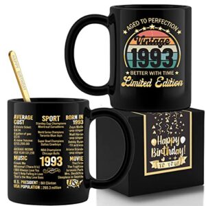 henghere 30th birthday gifts for men women, happy 30 year old birthday gifts, 30th birthday present, vintage - 30th birthday decorations, coffee mug, black & gold