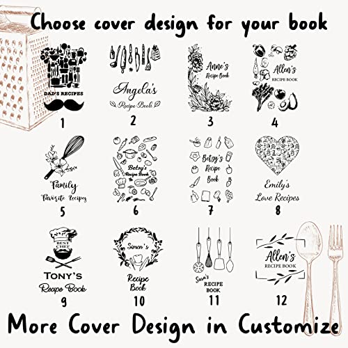 Personalized Blank Recipe Book Binder, Custom Leather Family Cookbook Journal, Recipe Sketchbook to Write in, Laser Engraved, Handcrafted Gift for Valentines, Christmas, Birthday, Husband, Mom, Dad