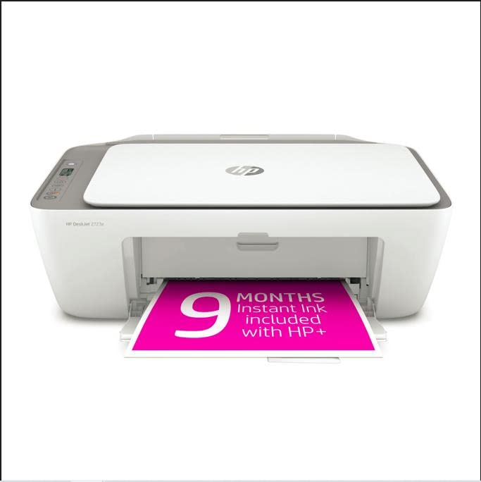 HP DeskJet 2723e All-in-One Wireless Color Inkjet Printer，Print Scan Copy - LCD Display, 4800 x 1200 dpi, 9 Months Free Instant Ink WiFi, Bluetooth, W/Valinor Printer Cable