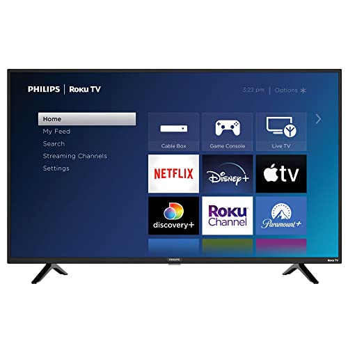 PHILIPS 43-Inch 1080p FHD LED Roku Smart TV with Voice Control App, Airplay, Screen Casting, & 300+ Free Streaming Channels