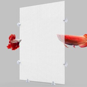 2 pack fish tank divider, aquarium divider clear plastic cuttable grid plate juvenile fish separator diy designed clear easy to bent cut and assemble 13 * 17.3in (suction cups are included)