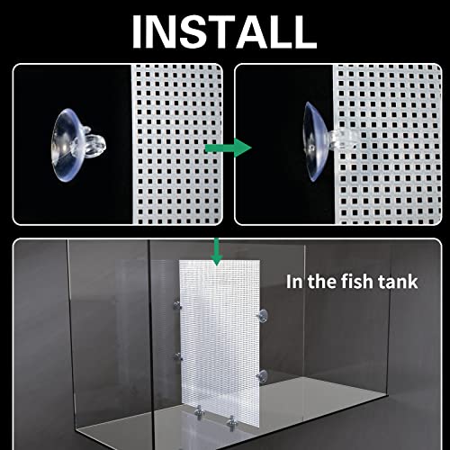 2 Pack Fish Tank Divider, Aquarium Divider Clear Plastic Cuttable Grid Plate Juvenile Fish Separator DIY Designed Clear Easy to Bent Cut and Assemble 13 * 17.3in (Suction Cups are Included)