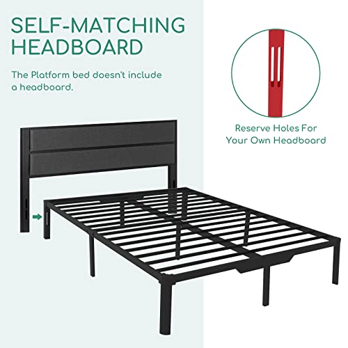 Airdown Platform Bed Frame California King No Box Spring Needed, 14 Inch Tall Metal Platform with Storage, Heavy Duty Cal King Bed Frame with Steel Slat Support, Tool-Free Easy Assembly, Noise-Free