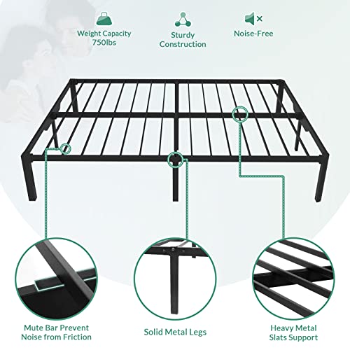 Airdown Platform Bed Frame California King No Box Spring Needed, 14 Inch Tall Metal Platform with Storage, Heavy Duty Cal King Bed Frame with Steel Slat Support, Tool-Free Easy Assembly, Noise-Free