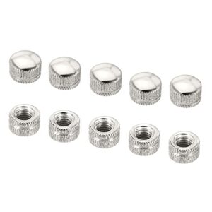 patikil m6x1.0 cap nut, 50 pack acorn nut screw knob cap insert bolt cover female thread knurled decorative hardware fittings light fixtures silver tone