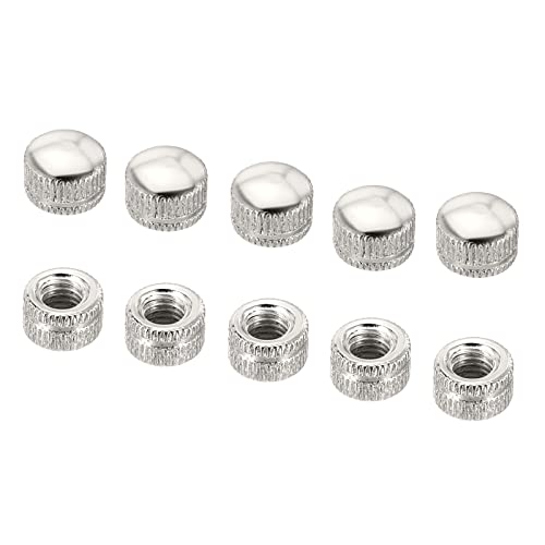 PATIKIL M6x1.0 Cap Nut, 50 Pack Acorn Nut Screw Knob Cap Insert Bolt Cover Female Thread Knurled Decorative Hardware Fittings Light Fixtures Silver Tone