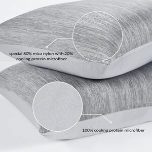 Topcee Cooling Pillow Cases, 2 Packs Standard Size Arc-Chill Q-Max>0.5 Ultra Soft Cooling Pillowcases for Hair and Skin, Breathable Cold Pillow Case for Hot Sleepers & Night Sweats (Gray 20x26)