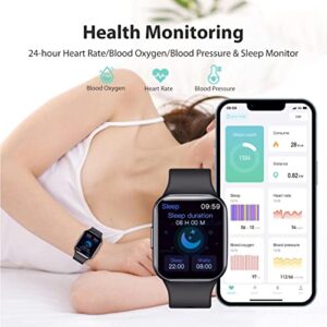 WalkerFit A1 Smart Watch, Reloj Inteligente, Fitness Tracker with Heart Rate/Blood Pressure SpO2 Monitor,1.7" Touch, IP68 Waterproof Reloj Compatible with iOS,Android smartwatch for Woman Man, Black