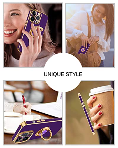 BENTOBEN iPhone 14 Pro Case, Slim Fit 360° Ring Holder Shockproof Kickstand Magnetic Car Mount Supported Non-Slip Protective Non-Slip Women Girls Men Boys Cover for iPhone 14 Pro 6.1 Inch, Deep Purple