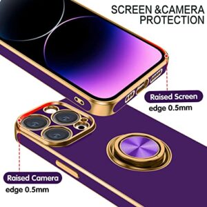 BENTOBEN iPhone 14 Pro Case, Slim Fit 360° Ring Holder Shockproof Kickstand Magnetic Car Mount Supported Non-Slip Protective Non-Slip Women Girls Men Boys Cover for iPhone 14 Pro 6.1 Inch, Deep Purple