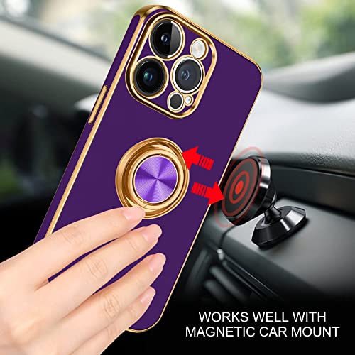 BENTOBEN iPhone 14 Pro Case, Slim Fit 360° Ring Holder Shockproof Kickstand Magnetic Car Mount Supported Non-Slip Protective Non-Slip Women Girls Men Boys Cover for iPhone 14 Pro 6.1 Inch, Deep Purple