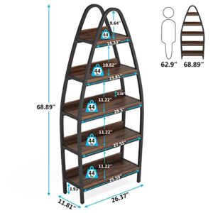 Tribesigns 5-Tier Bookshelf, 69" Tall Open Bookcase Bookshelf, Industrial Freestanding Display Shelf Units Etagere Boat Bookcase for Living Room, Home Office