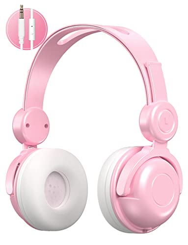 Kids Headphones, Wired On-Ear Child Headset with Mic, HD Sound Sharing Function and 85dB Volume Limited Hearing Protection for Phone Tablet PC