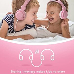 Kids Headphones, Wired On-Ear Child Headset with Mic, HD Sound Sharing Function and 85dB Volume Limited Hearing Protection for Phone Tablet PC